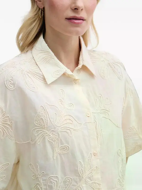 BENETTON Embroidered Cropped Shirt - Neutrals