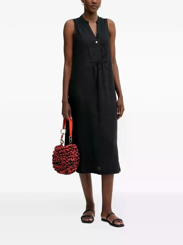 BENETTON Sleeveless Linen Midi Dress - Black