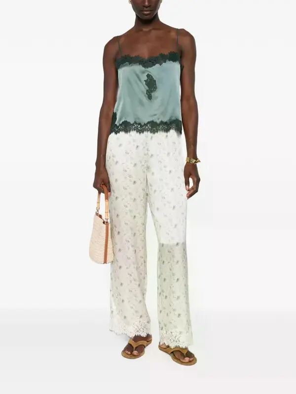 DÔEN Felise Floral-print Lace-trim Trousers
