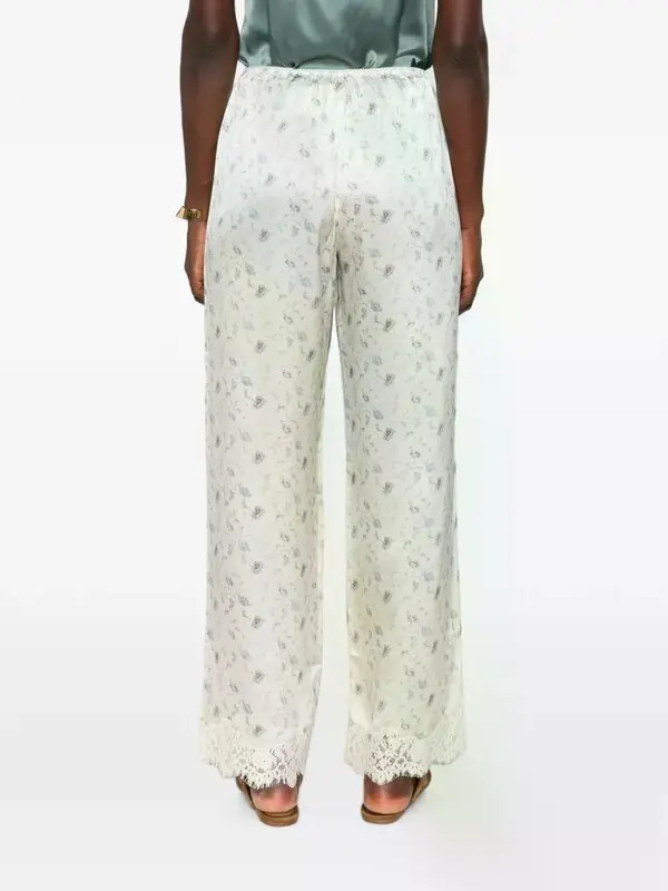 DÔEN Felise Floral-print Lace-trim Trousers