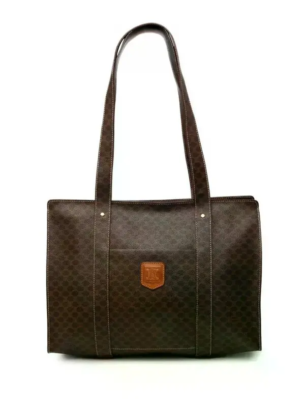 Celine 1994 Macadam Coated Canvas Tote Bag - Brown