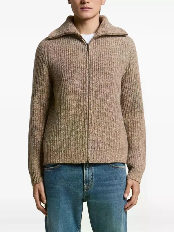 Peserico Ribbed-knit Zip-up Cardigan