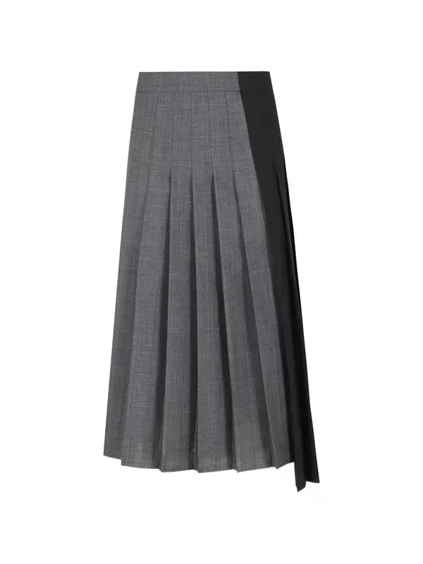 DEPARTMENT 5 Pleated Prince Of Wales Check Midi Skirt - Grey