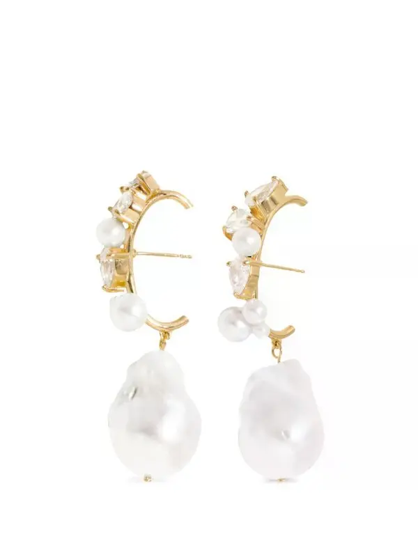 Completedworks 18k Recycled Yellow-plated Brass Pearl And Topaz Climber Earrings