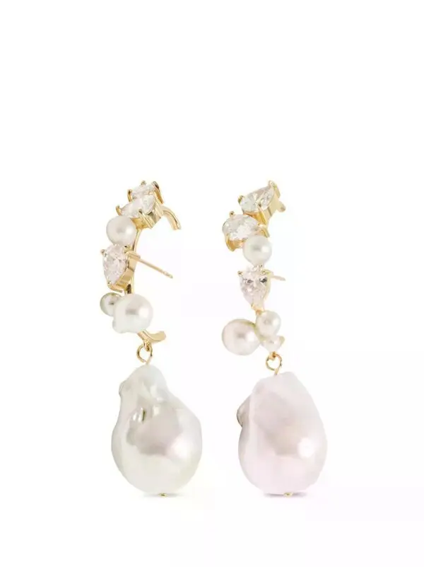 Completedworks 18k Recycled Yellow-plated Brass Pearl And Topaz Climber Earrings
