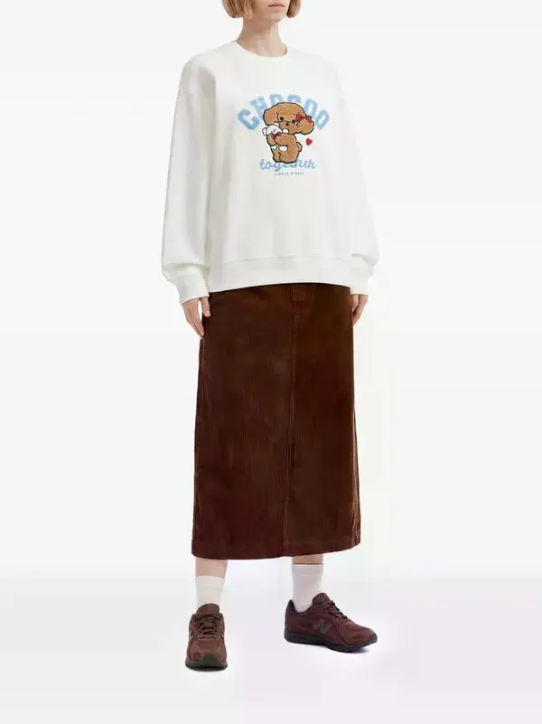 CHOCOOLATE Graphic Print Cotton Sweatshirt - White