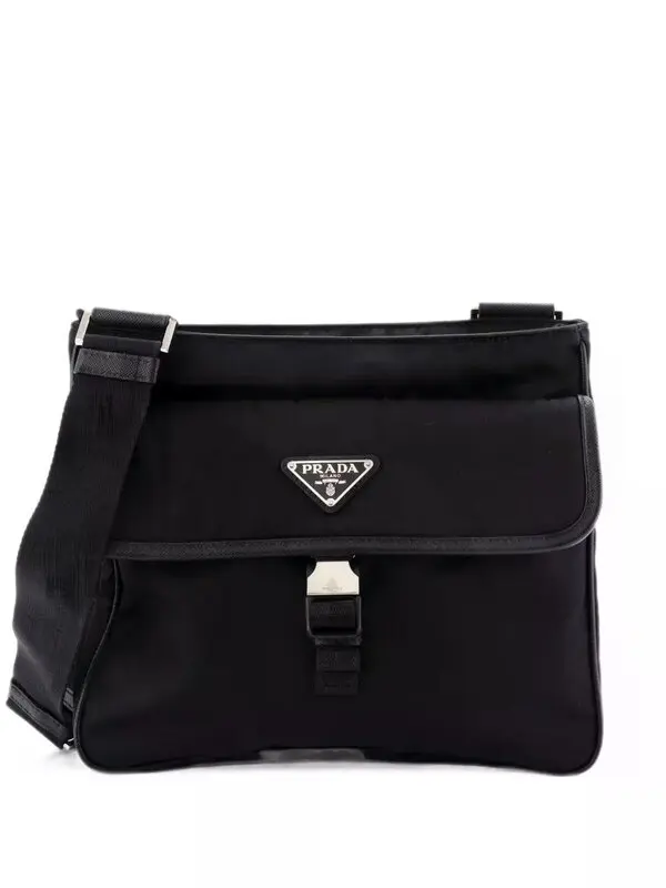Prada Buckle Flap Messenger Bag Re-nylon Medium Crossbody Bag - Black