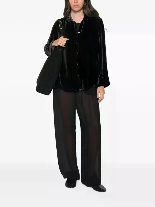 WHYCI Velvet Long Sleeve Shirt