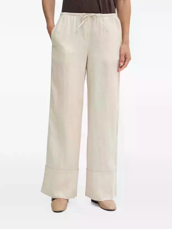 BENETTON Linen Drawstring Trousers - Neutrals
