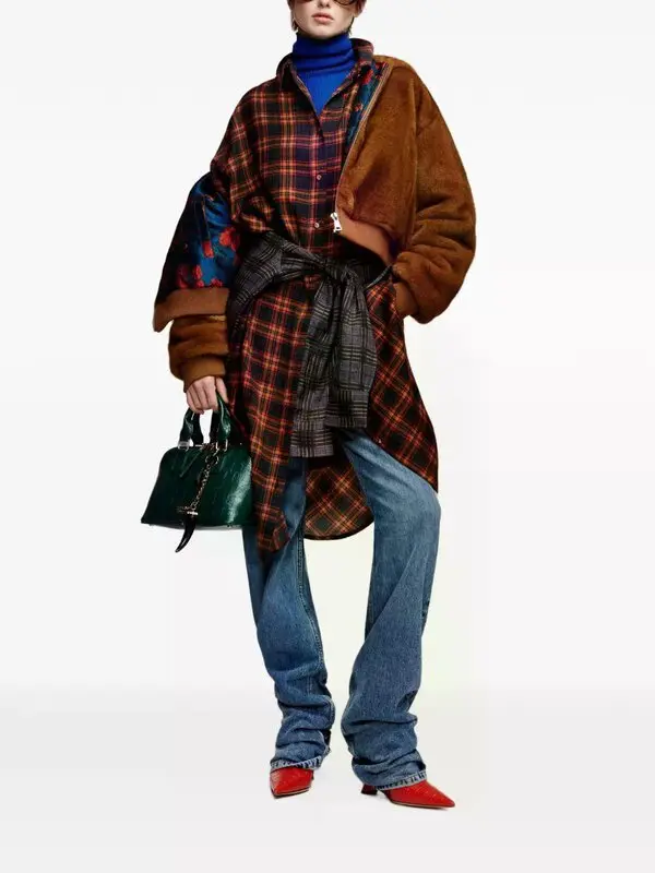 Essentiel Antwerp Checked Trompe-l'œil Shirt Dress - Orange