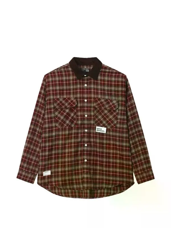 Izzue Check-pattern Corduroy-collar Shirt