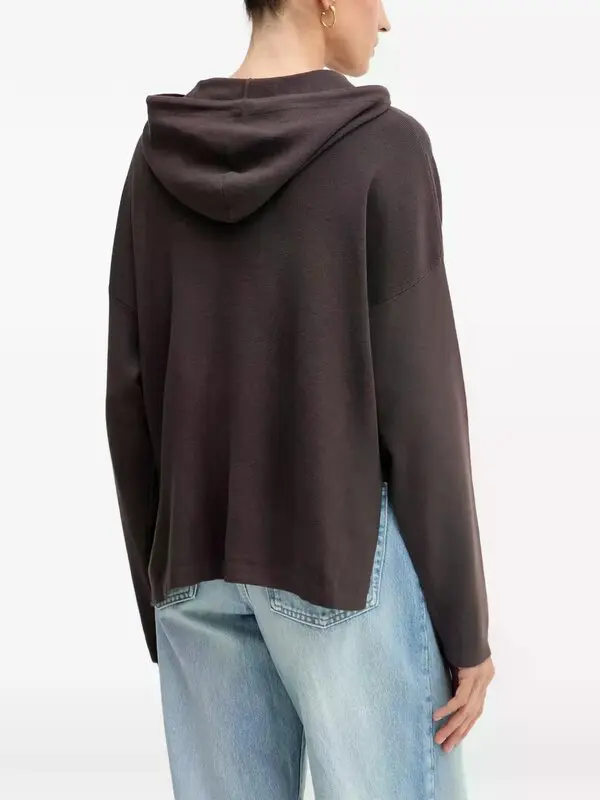 BENETTON Drawstring Side-slit Hoodie - Brown
