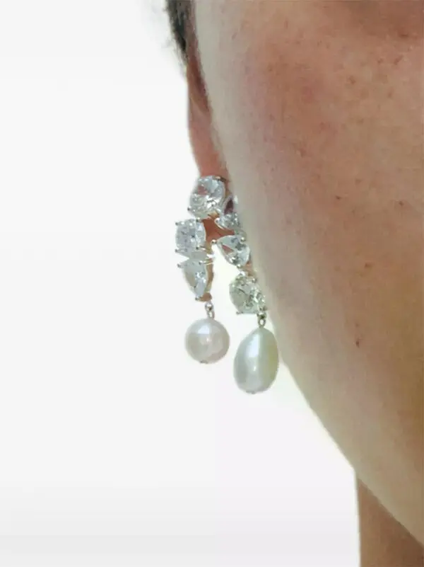 Completedworks Cascading Pearl And Zirconia Drop Earrings - Silver