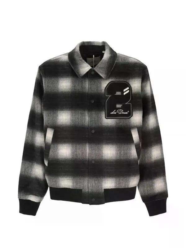LES DEUX Plaid Logo Patch Bomber Jacket