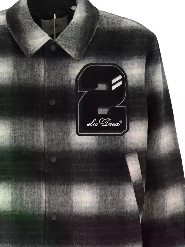 LES DEUX Plaid Logo Patch Bomber Jacket