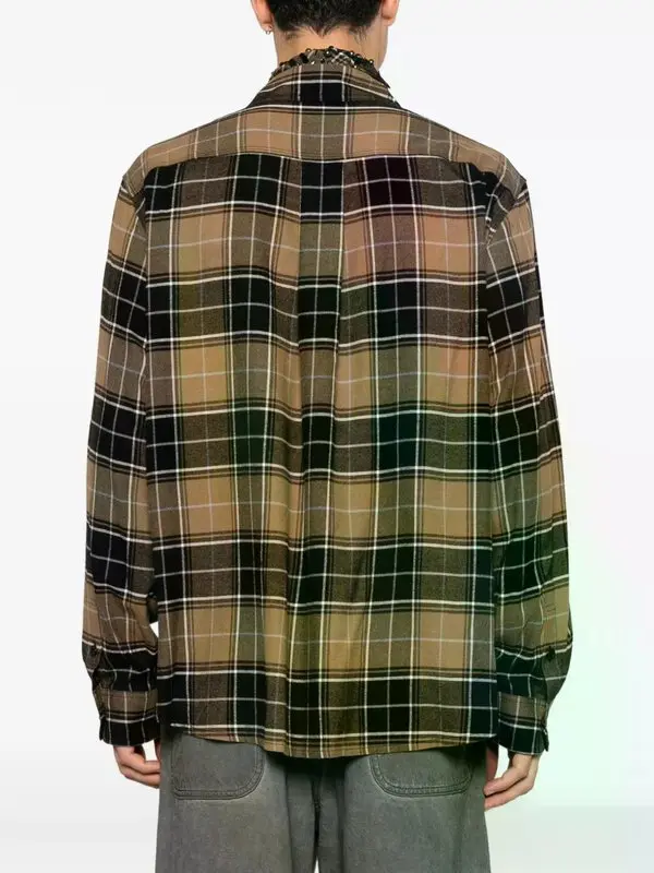 Sacai Check-pattern Embellished-tie Shirt