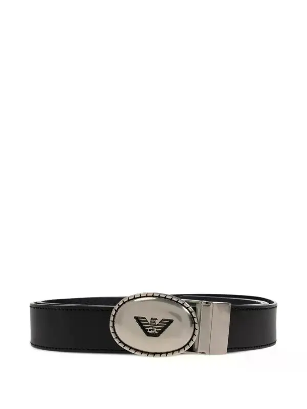 Emporio Armani Logo Plaque Reversible Belt - Black