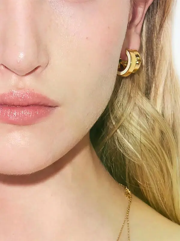 Tory Burch Icon Enamel Double-hoop Earrings - Gold