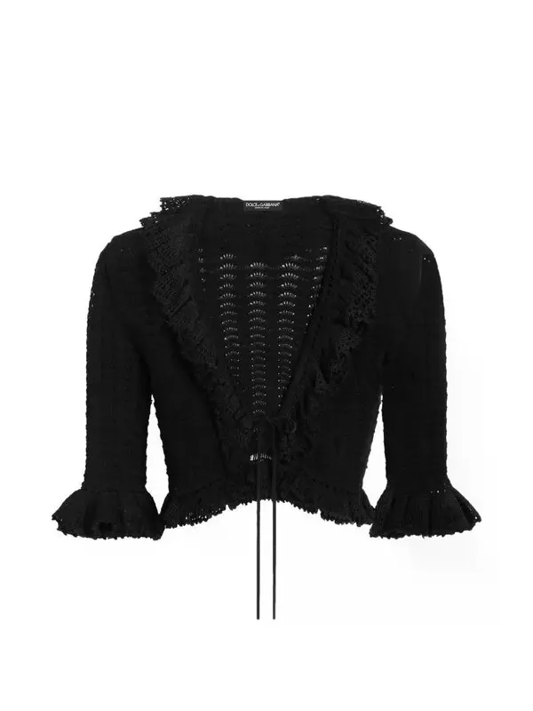 Dolce & Gabbana Crochet Cardigan With Ruffle Trim