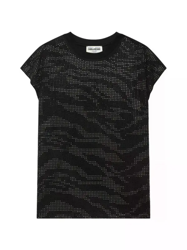 Zadig&Voltaire Cloe Rhinestone Embellished Zebra Print Cotton Tank Top