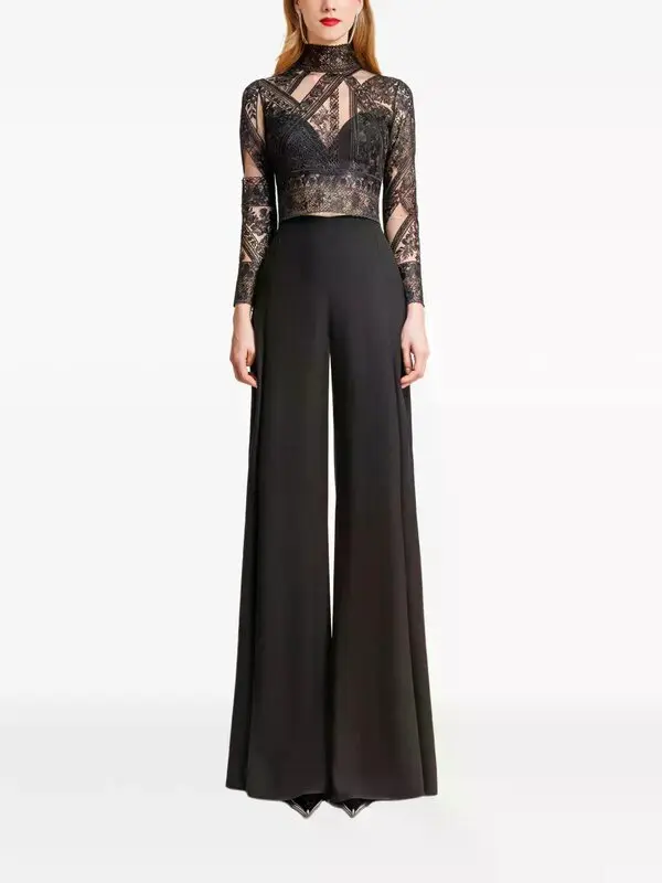 GEMY MAALOUF Crepe Side-slit Palazzo Pants