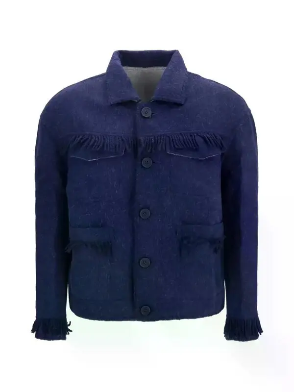 BAZISZT Vedu Reversible Fringed Jacket - Blue