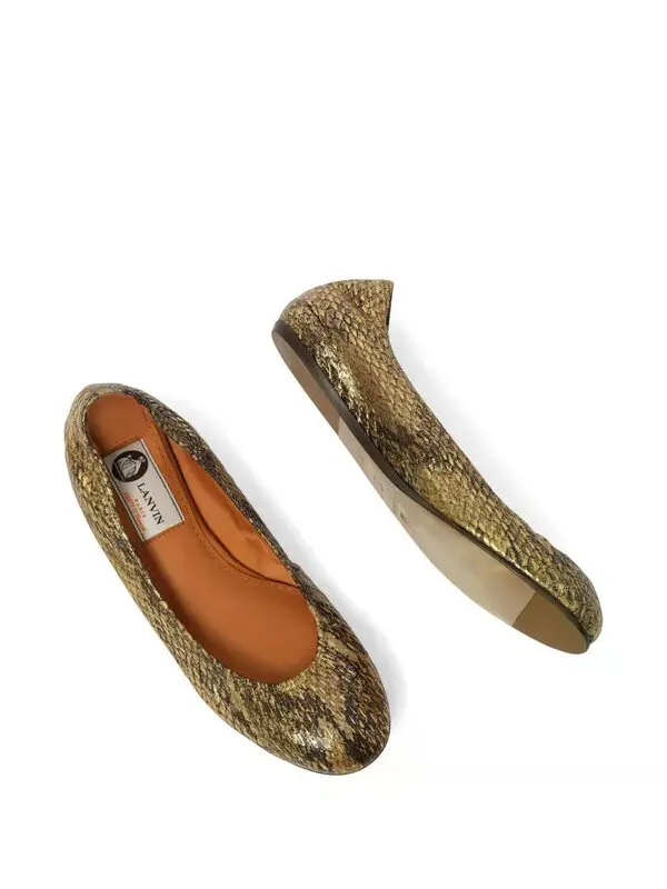 LANVIN Snake-effect Ballet Flats