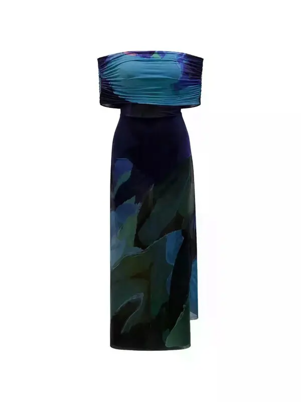 MARLEA MONTE-CARLO Gigi Abstract-print Ruched Midi Dress