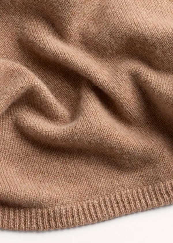 ME+EM Cashmere Triangle Knit Scarf Dark Camel Melange