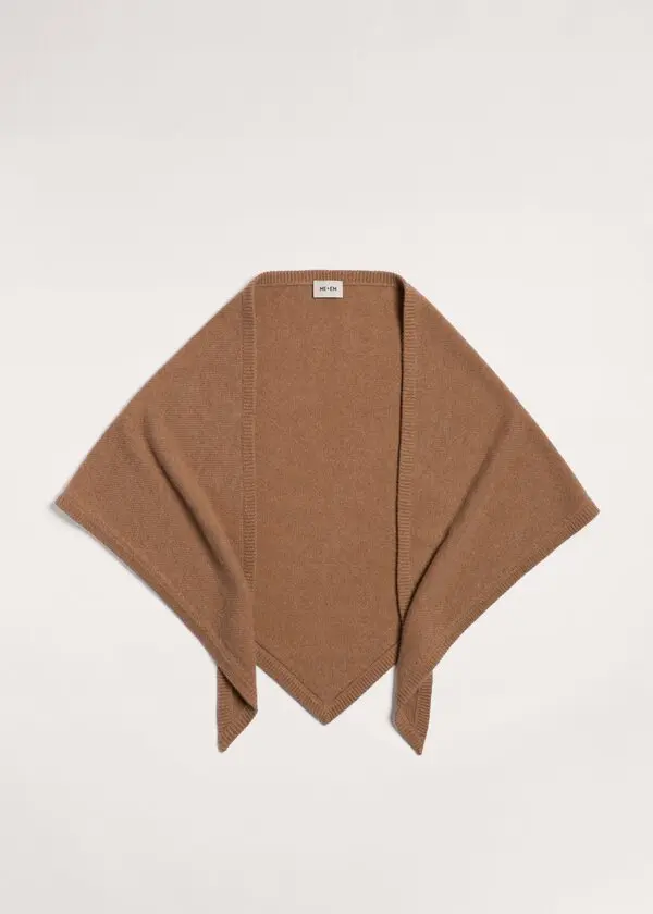 ME+EM Cashmere Triangle Knit Scarf Dark Camel Melange - Deep Camel
