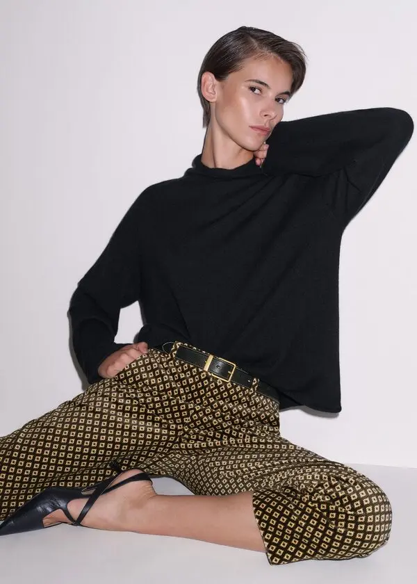 ME+EM High Neck Relaxed Cashmere Sweater - Black