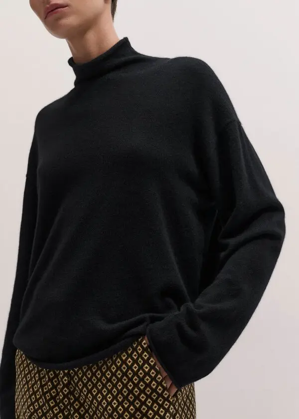 ME+EM High Neck Relaxed Cashmere Sweater - Black