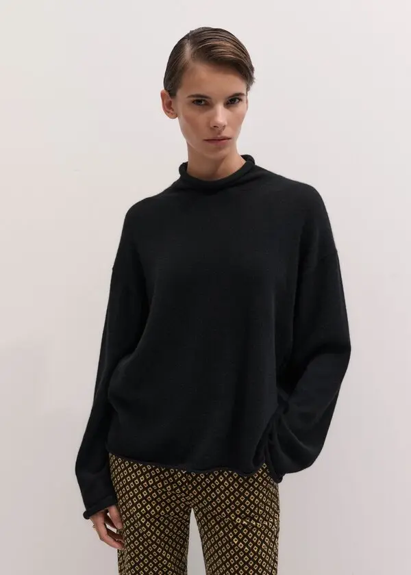 ME+EM High Neck Relaxed Cashmere Sweater - Black