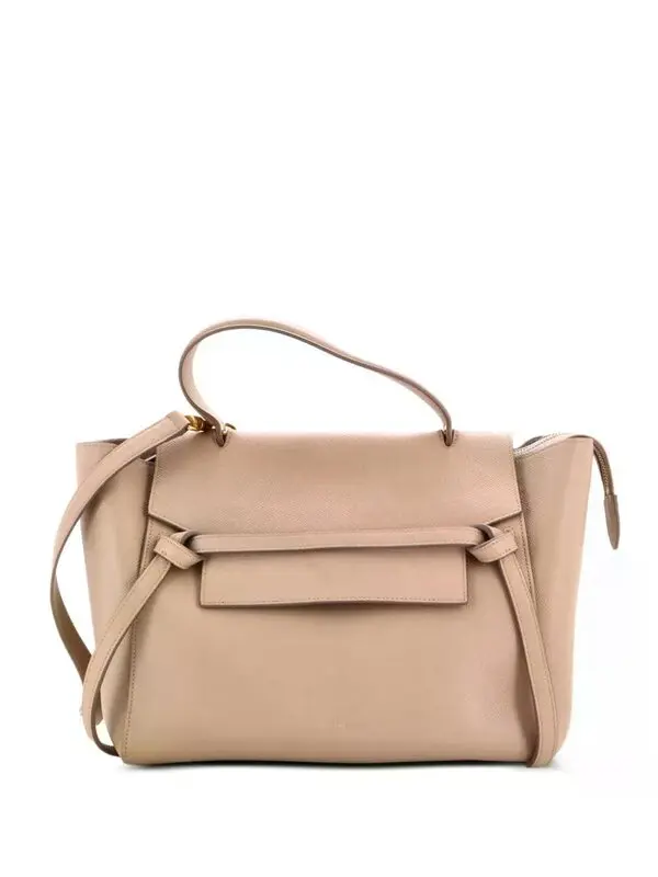 Celine Belt Bag Textured Leather Mini Shoulder Bag - Neutrals