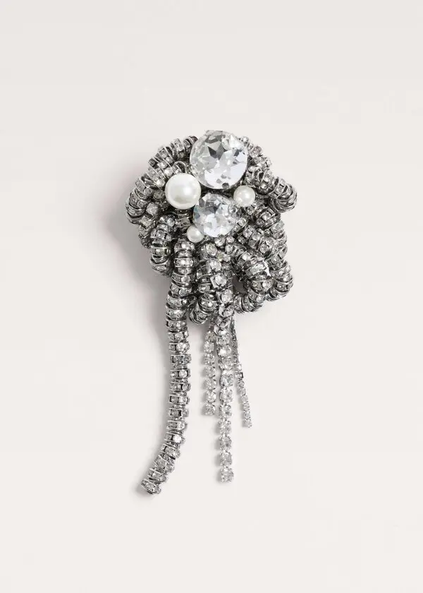 ME+EM Crystal Knot Brooch - Silver