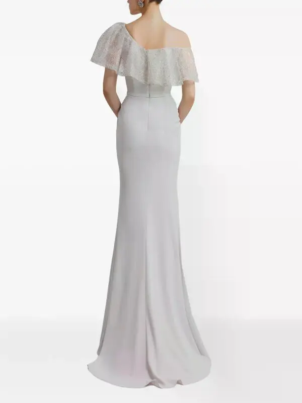 GEMY MAALOUF Asymmetrical Neckline Ruffled Gown