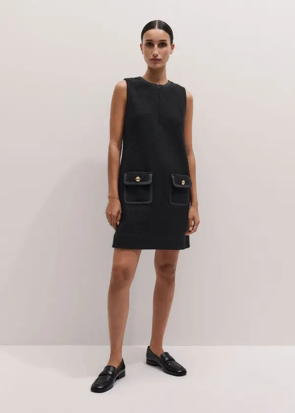 ME+EM Mini Shift Dress With Gold Button Detail