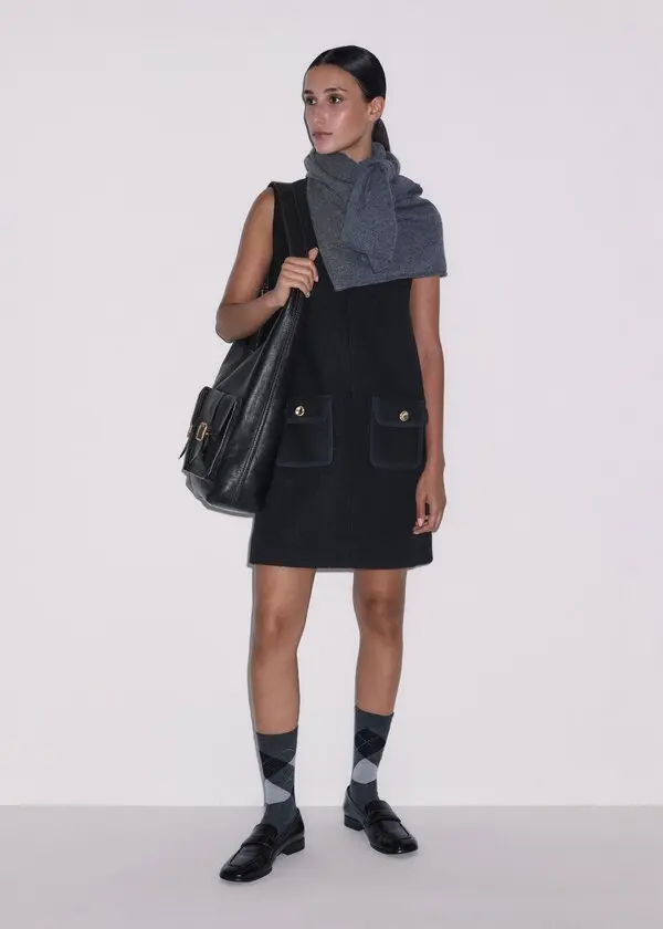 ME+EM Mini Shift Dress With Gold Button Detail