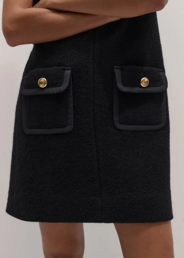 ME+EM Mini Shift Dress With Gold Button Detail