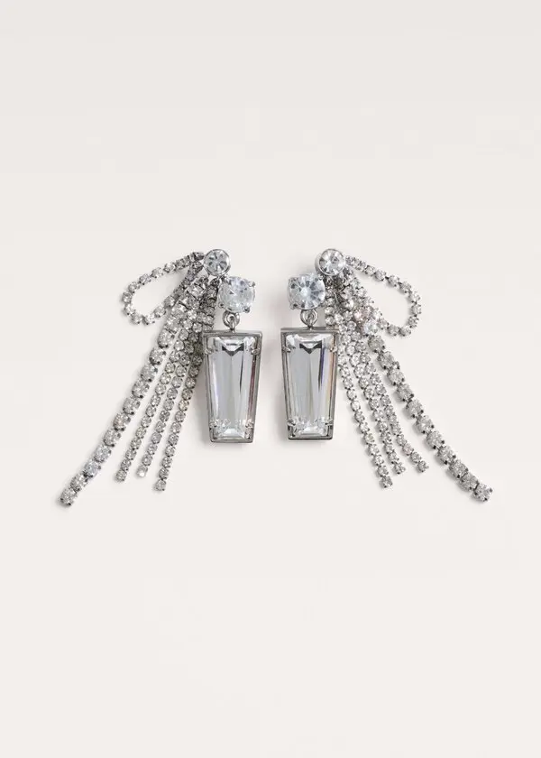 ME+EM Modern Diamente Cluster Earrings - Silver