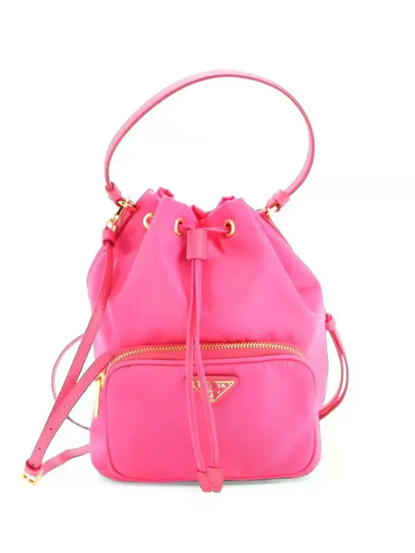 Prada Drawstring Tessuto Small Bucket Bag - Pink