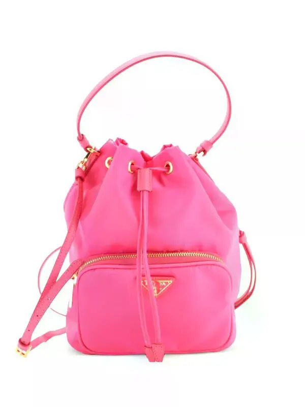 Prada Drawstring Tessuto Small Bucket Bag - Pink