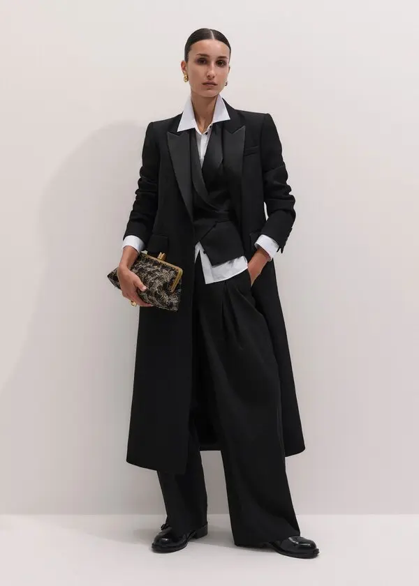ME+EM Sharp Shoulder Tux Coat - Black