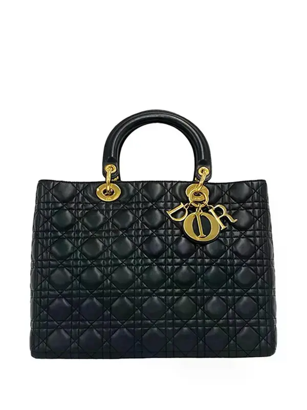 Dior 2000-2015 Large Lambskin Cannage Lady Satchel