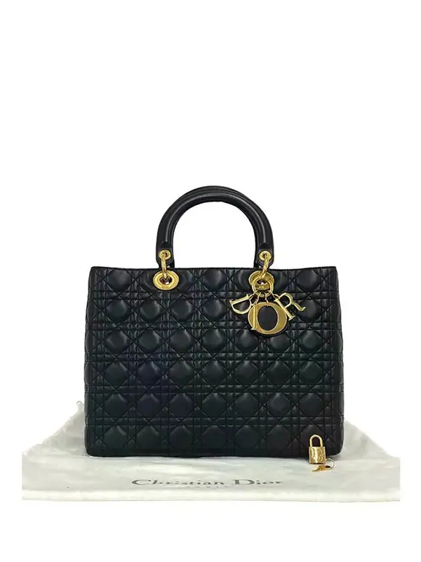 Dior 2000-2015 Large Lambskin Cannage Lady Satchel