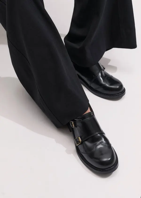 ME+EM Double Buckle Monk Strap Shoes - Black