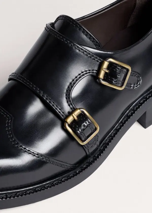 ME+EM Double Buckle Monk Strap Shoes - Black