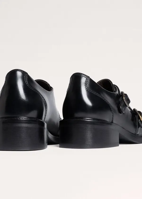ME+EM Double Buckle Monk Strap Shoes - Black