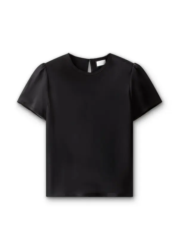 ME+EM Silk Satin Puff Sleeve T-shirt