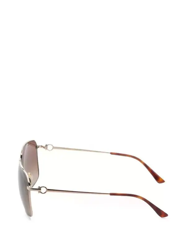 FERRAGAMO Gancini Detail Geometric Frame Sunglasses - Gold